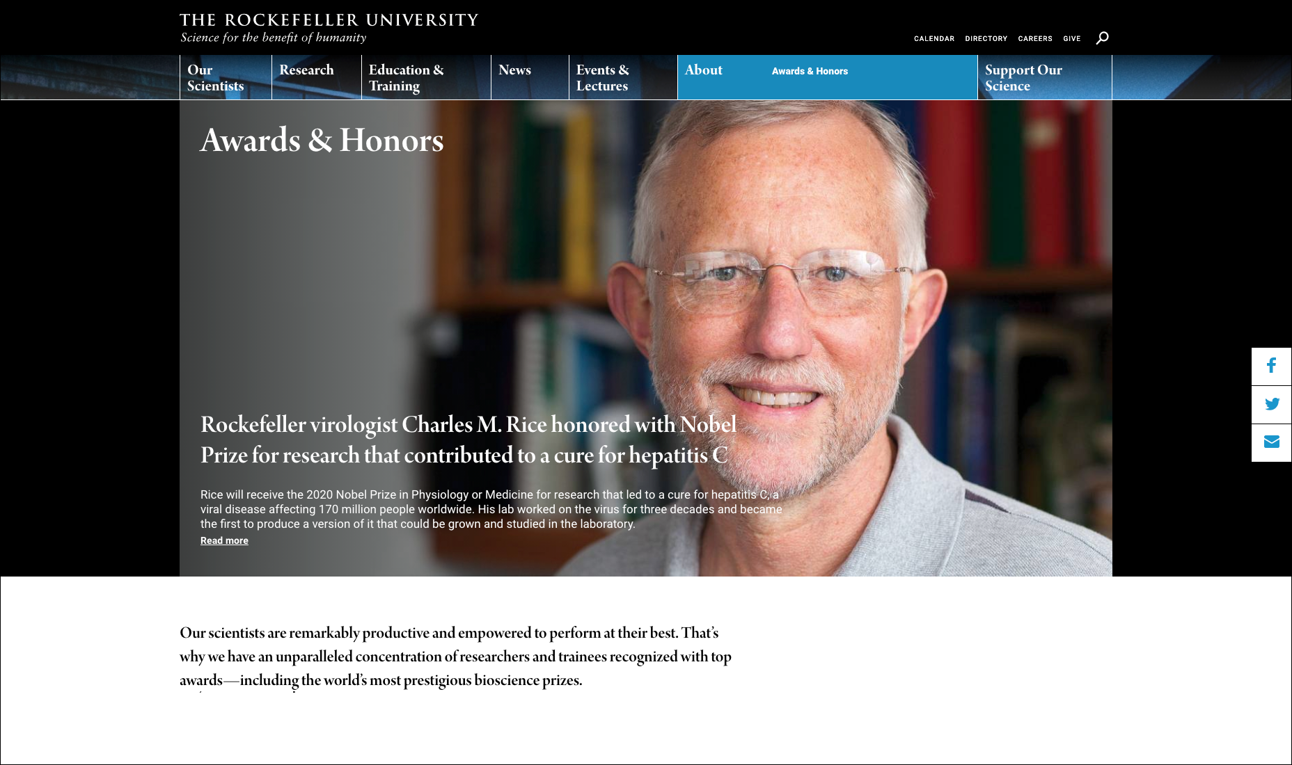 Web Design for Rockefeller University's Nobel Prize Winning Scientists ...